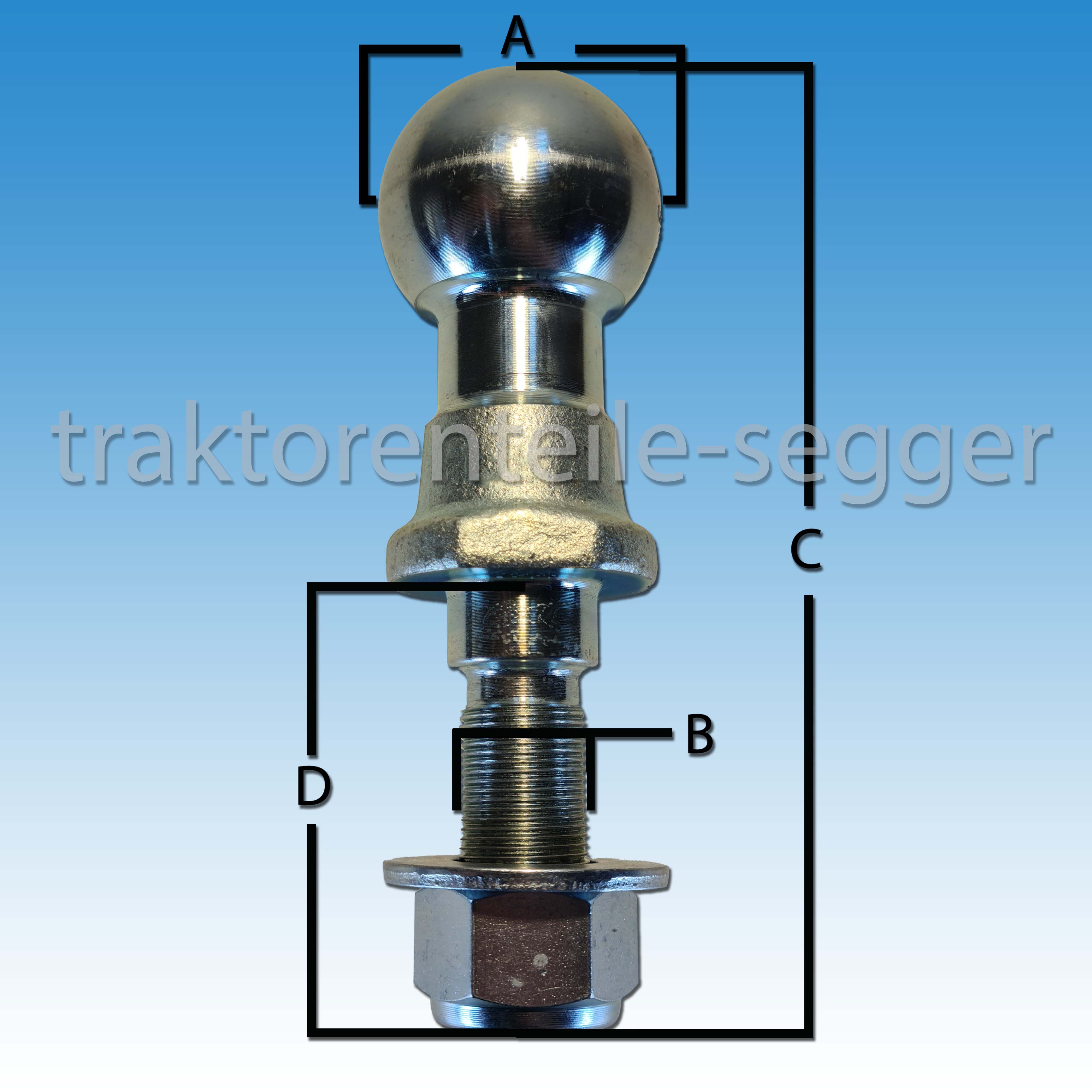 Traktorenteile Segger - Kugelkopf 50 mm Anhängerkupplung mit ...